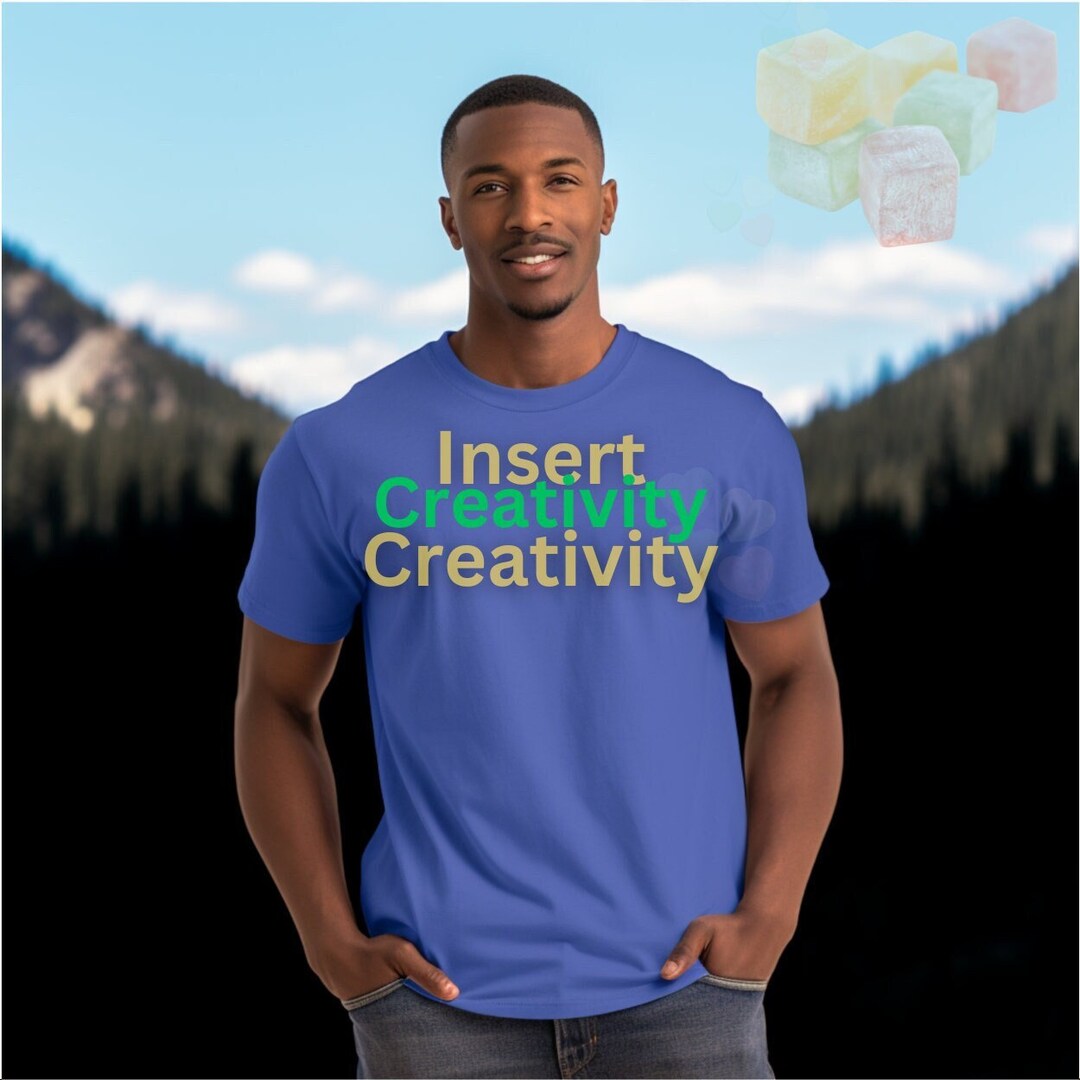 Comfort Colors Flo Blue Shirt Mockup, African American Man, Black ...