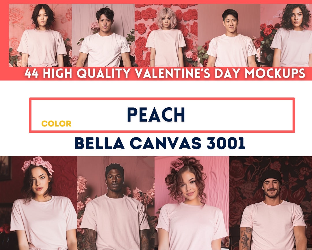Peach BC3001 Tshirt Mockup Bundle, Peach Bella Canvas 3001 Mock Up ...