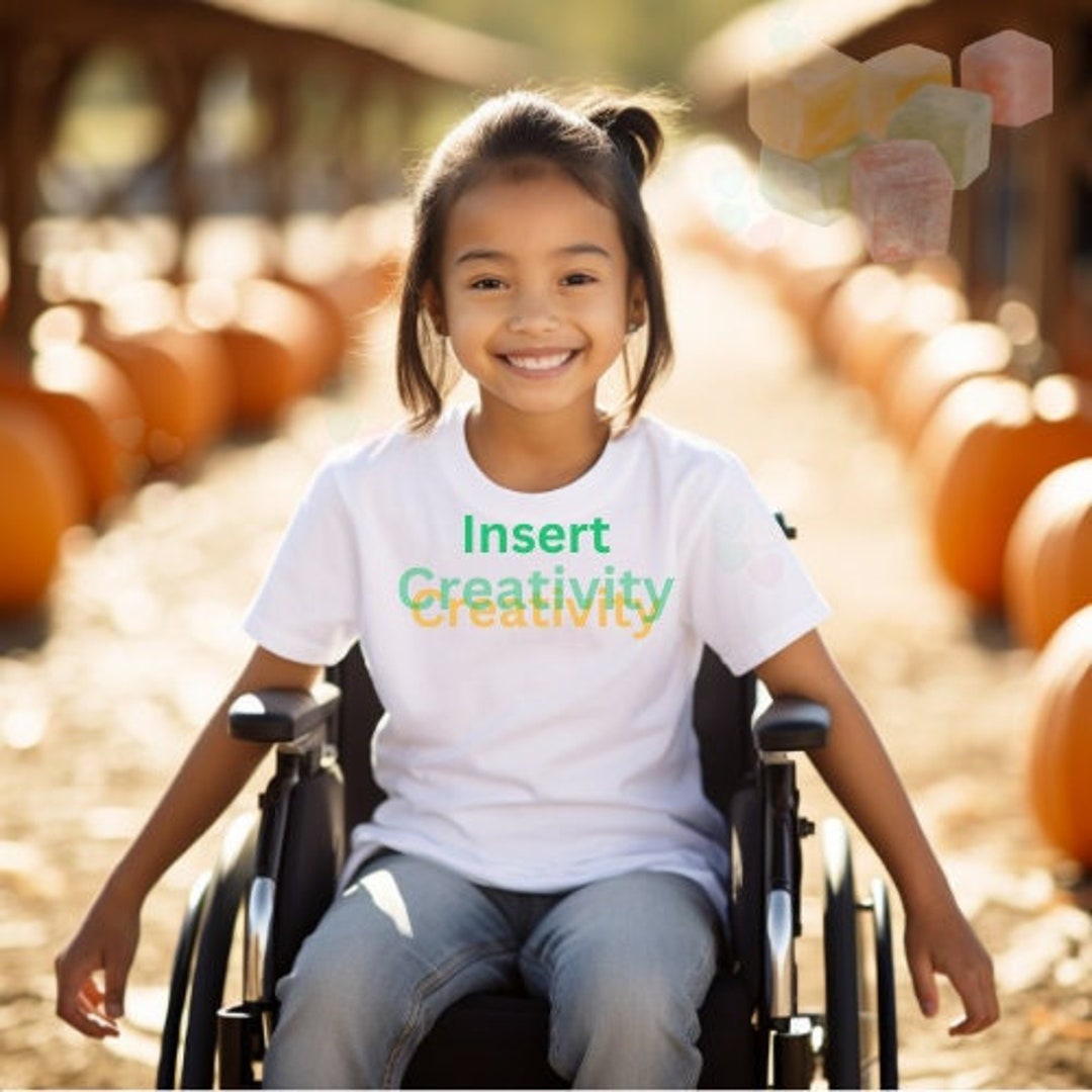 Gildan 5000B Halloween Mock, Girl Mock Up, Wheelchair, Asian American ...