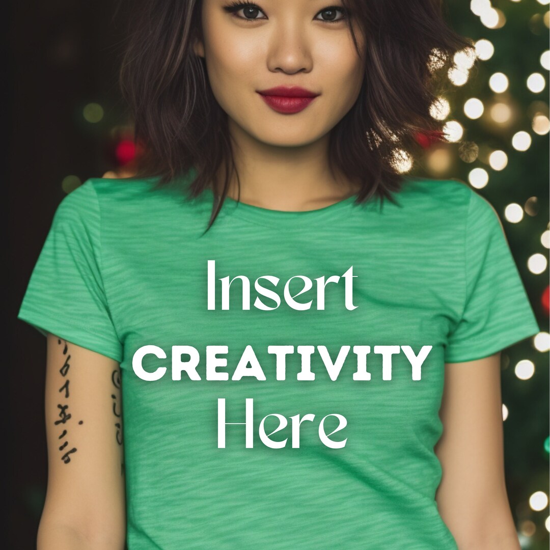 Gildan 64000 Mockup Heather Irish, Asian Woman, G64000 Tshirt, Green ...