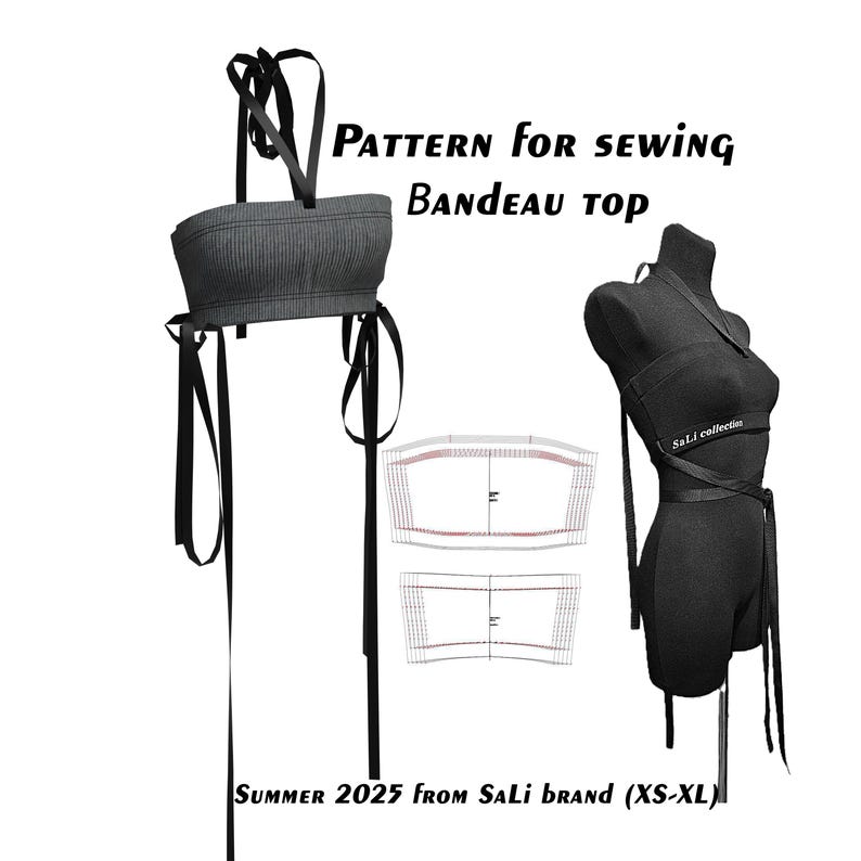 Modern Rib Knit Bandeau Top - Digital Pattern for A4 & Plotter - Etsy