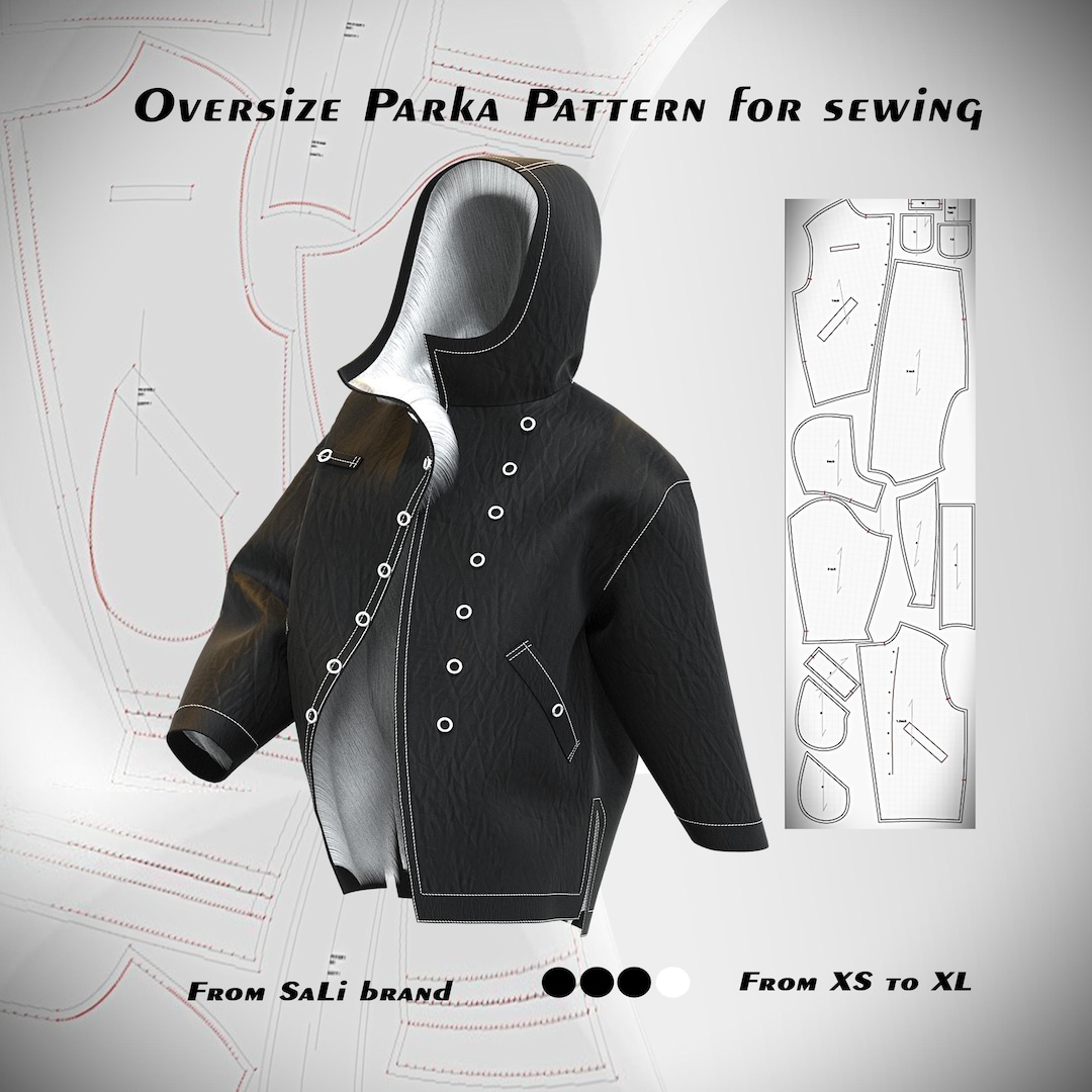 Oversized Parka Sewing Pattern PDF | Women Winter Coat Faux Fur Lining ...