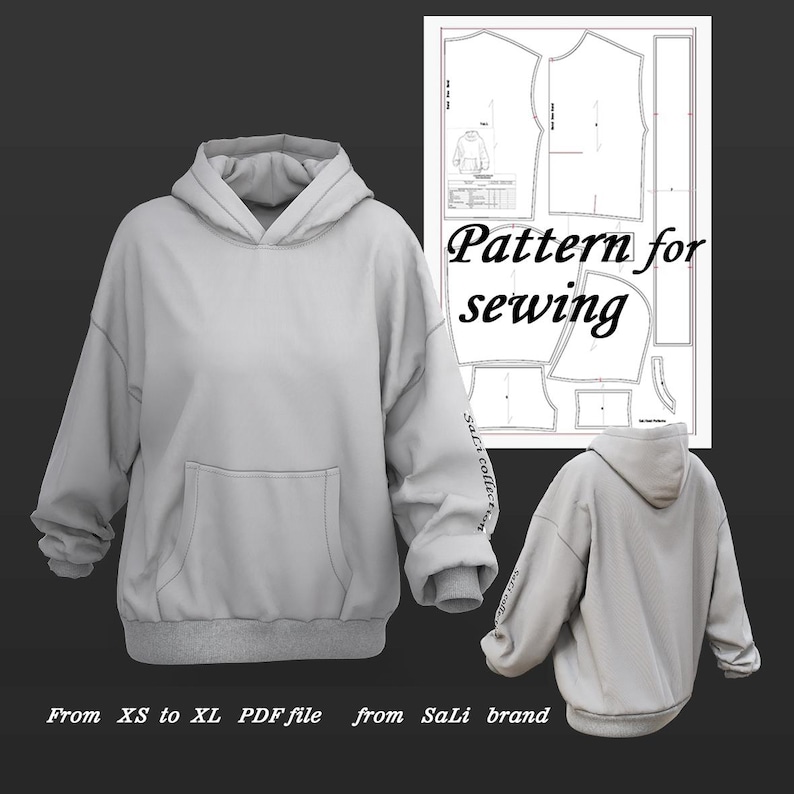 PDF Pattern for a Stylish Oversize Hoodie - Etsy