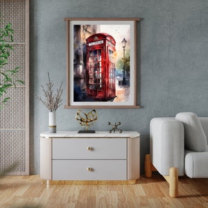 Red London Telephone Box England Aquarelle Painting - Telephone Box ...