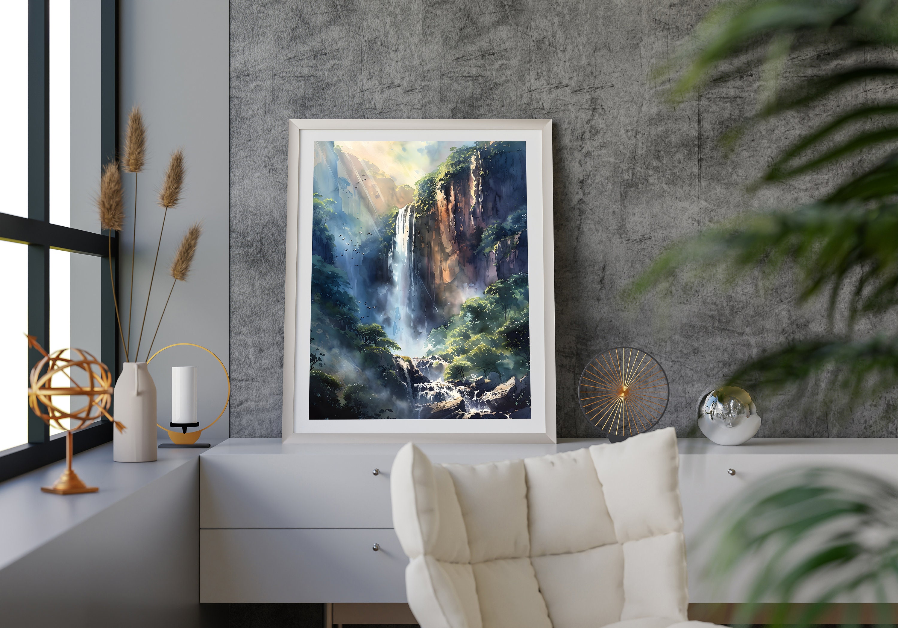 Angel Falls Waterfall Venezuela Watercolor Painting, Venezuela Travel ...