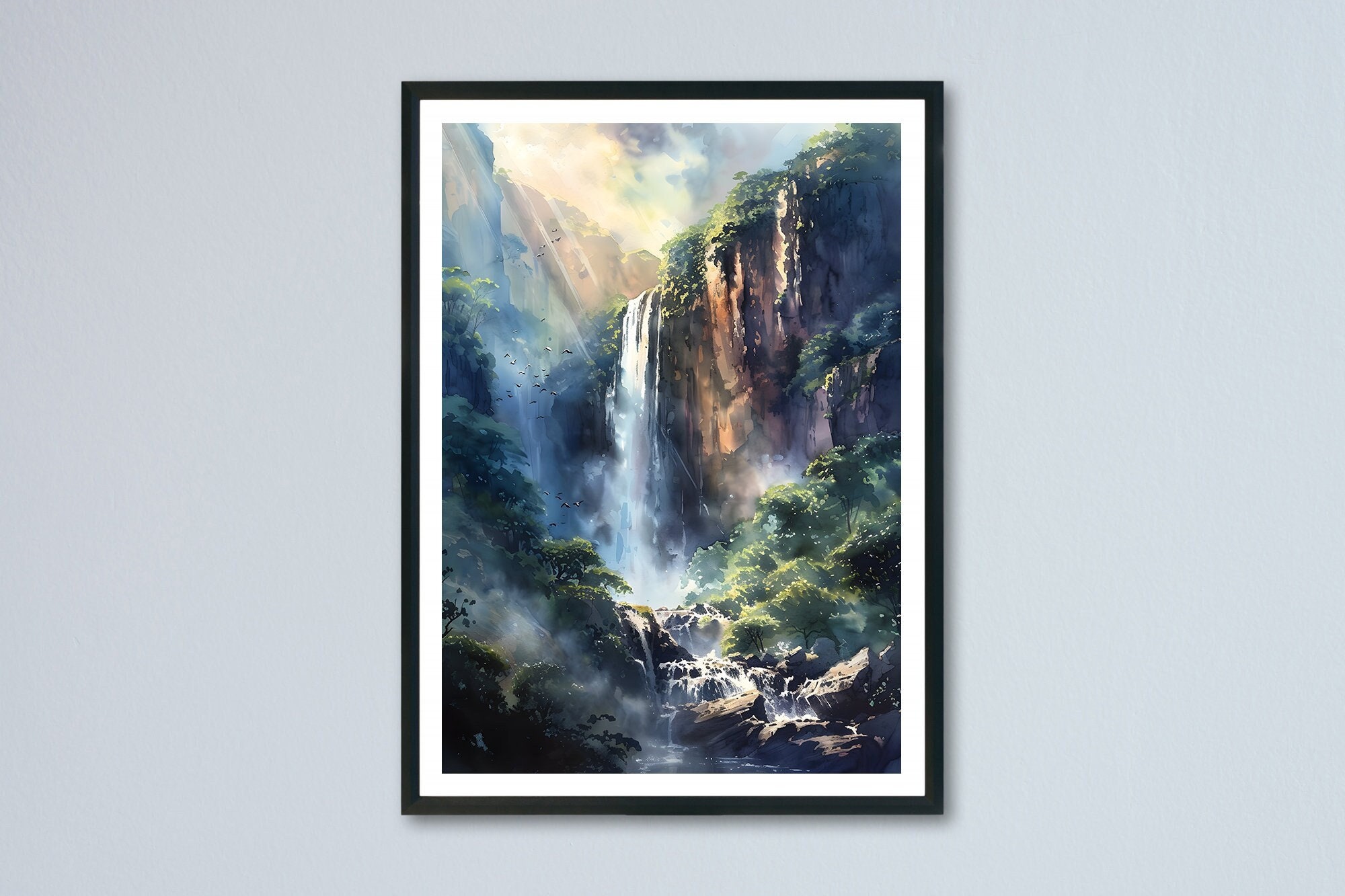 Angel Falls Waterfall Venezuela Watercolor Painting, Venezuela Travel ...