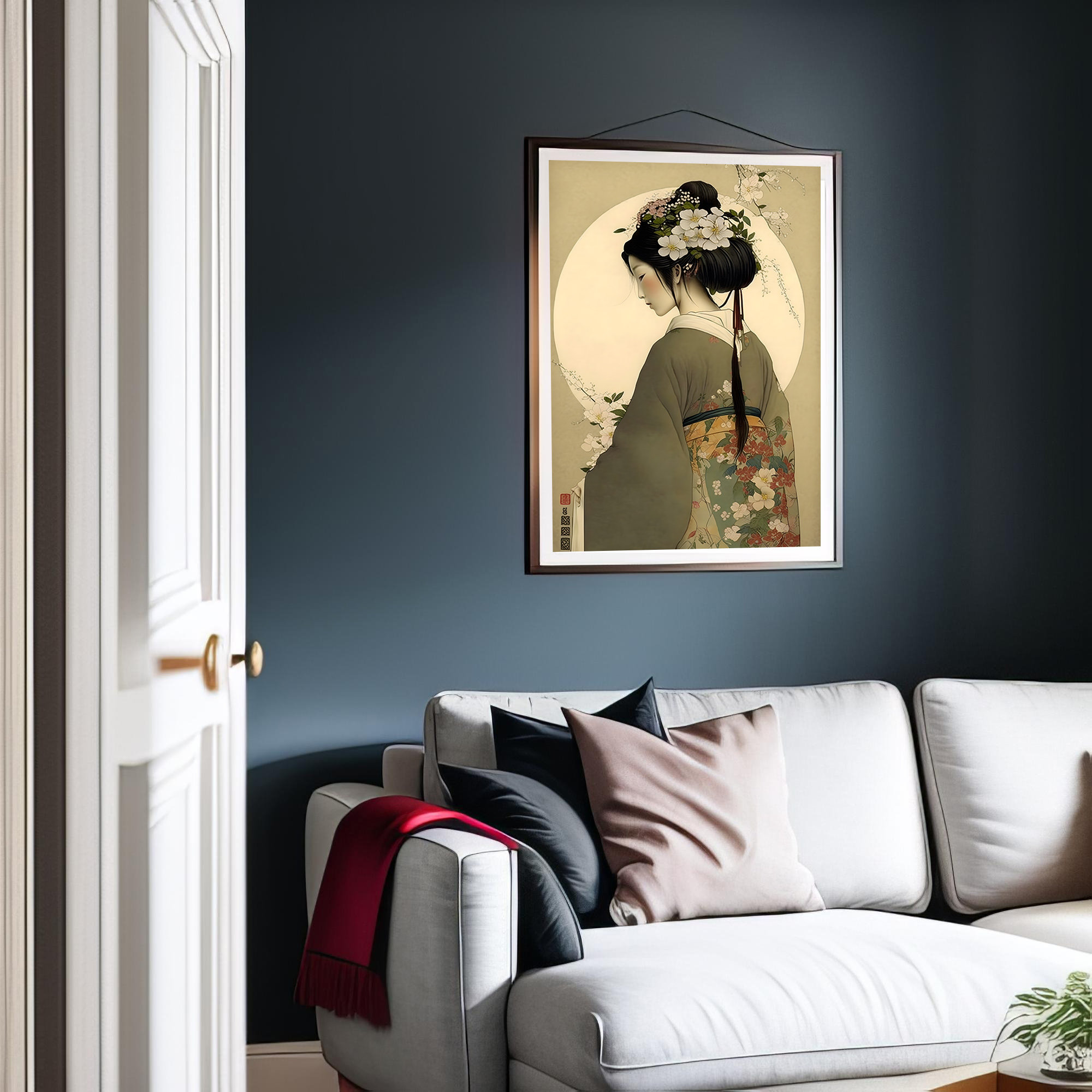 Japanese Geisha With Kimono Surrounded by Flowers Japan Deco Poster - Etsy