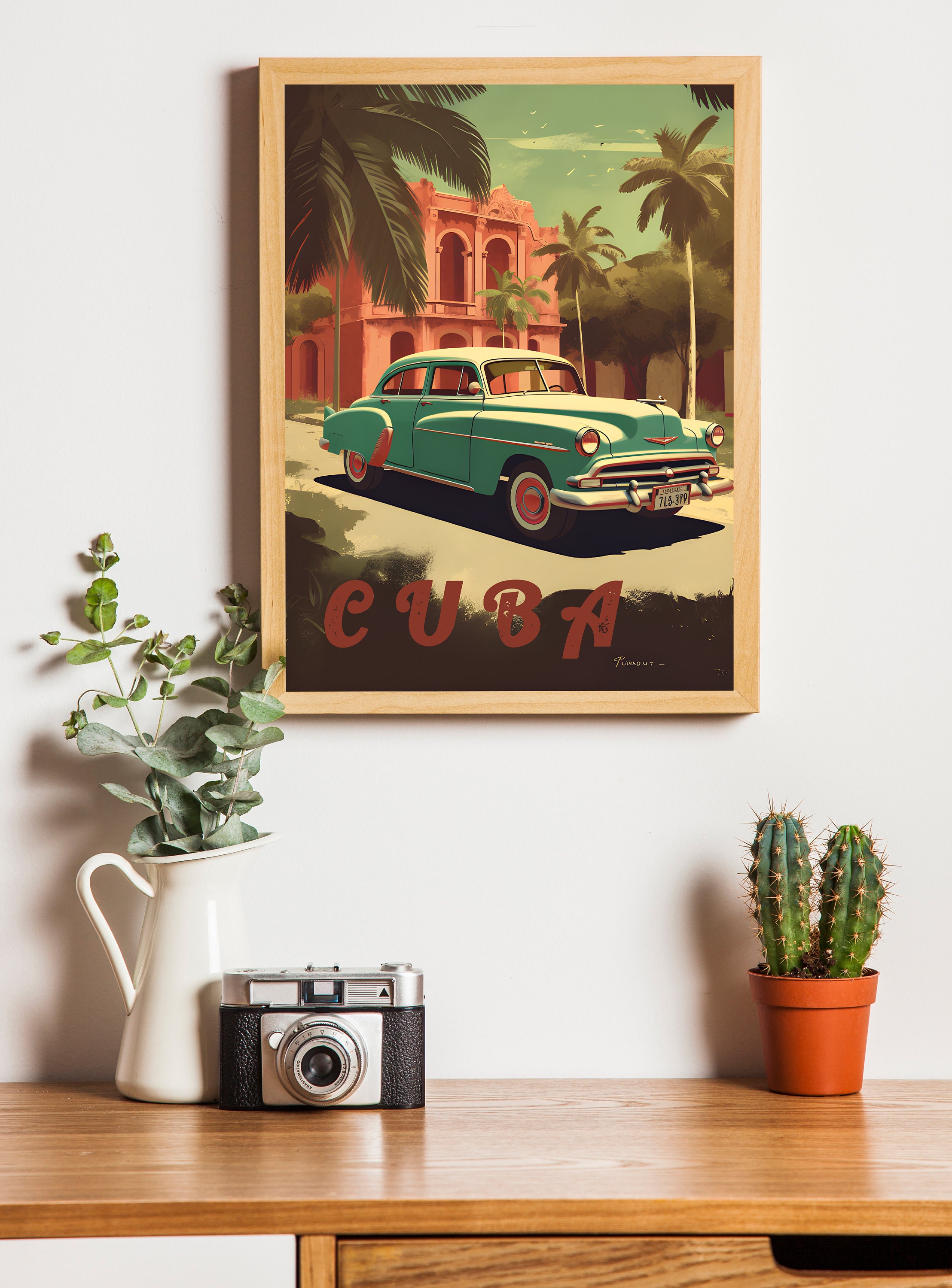 Cuba Travelposter in Vintage Retro Colors Kuba Retro Look - Etsy