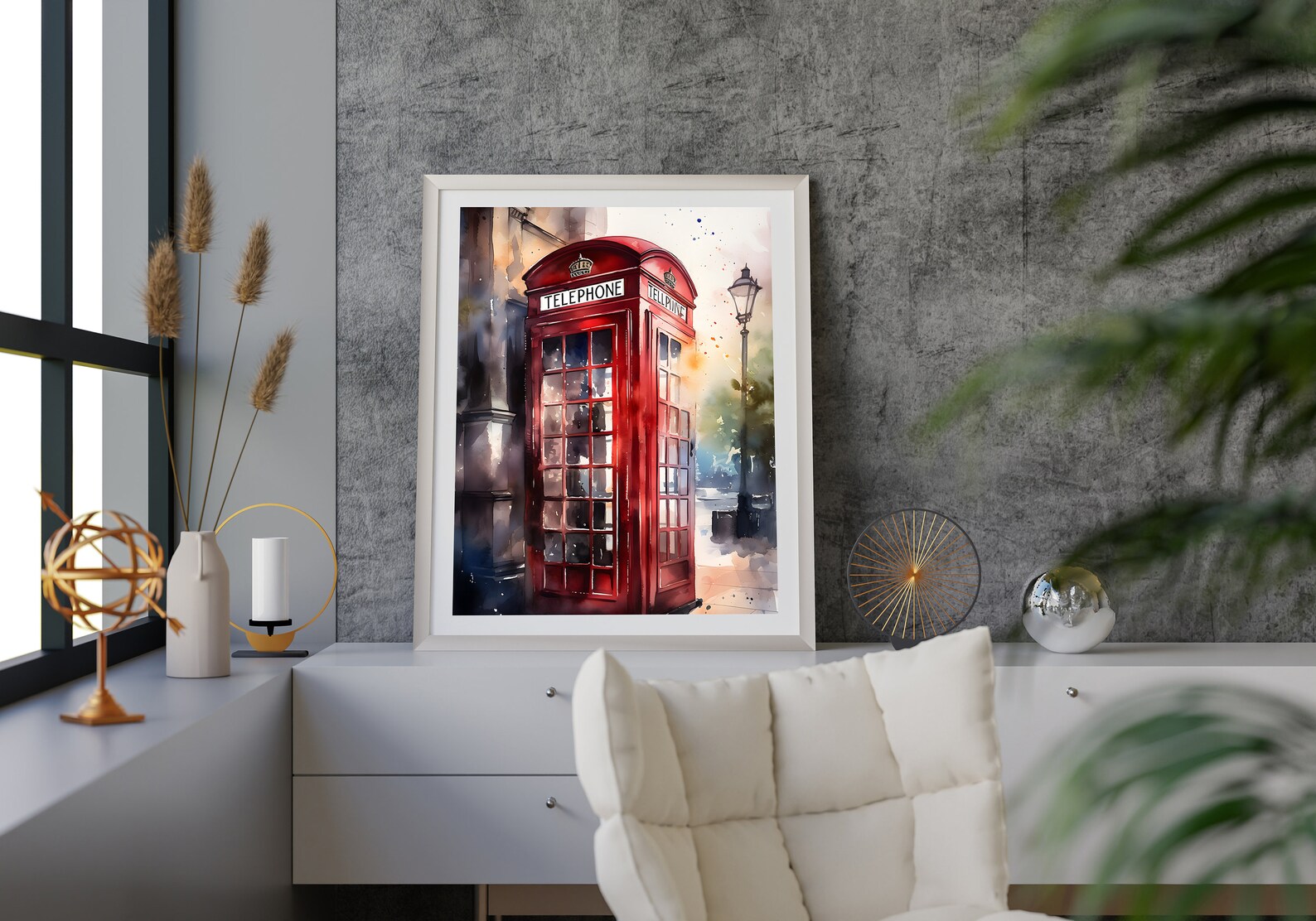 Red London Telephone Box England Aquarelle Painting - Telephone Box ...