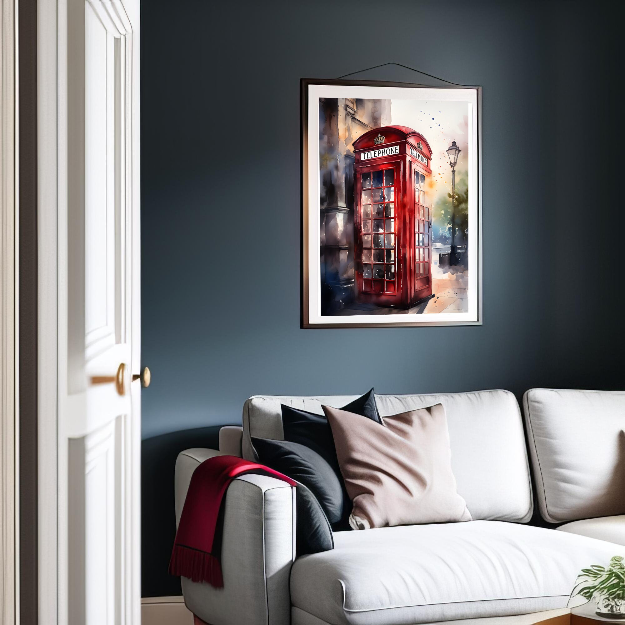 Red London Telephone Box England Aquarelle Painting - Telephone Box ...