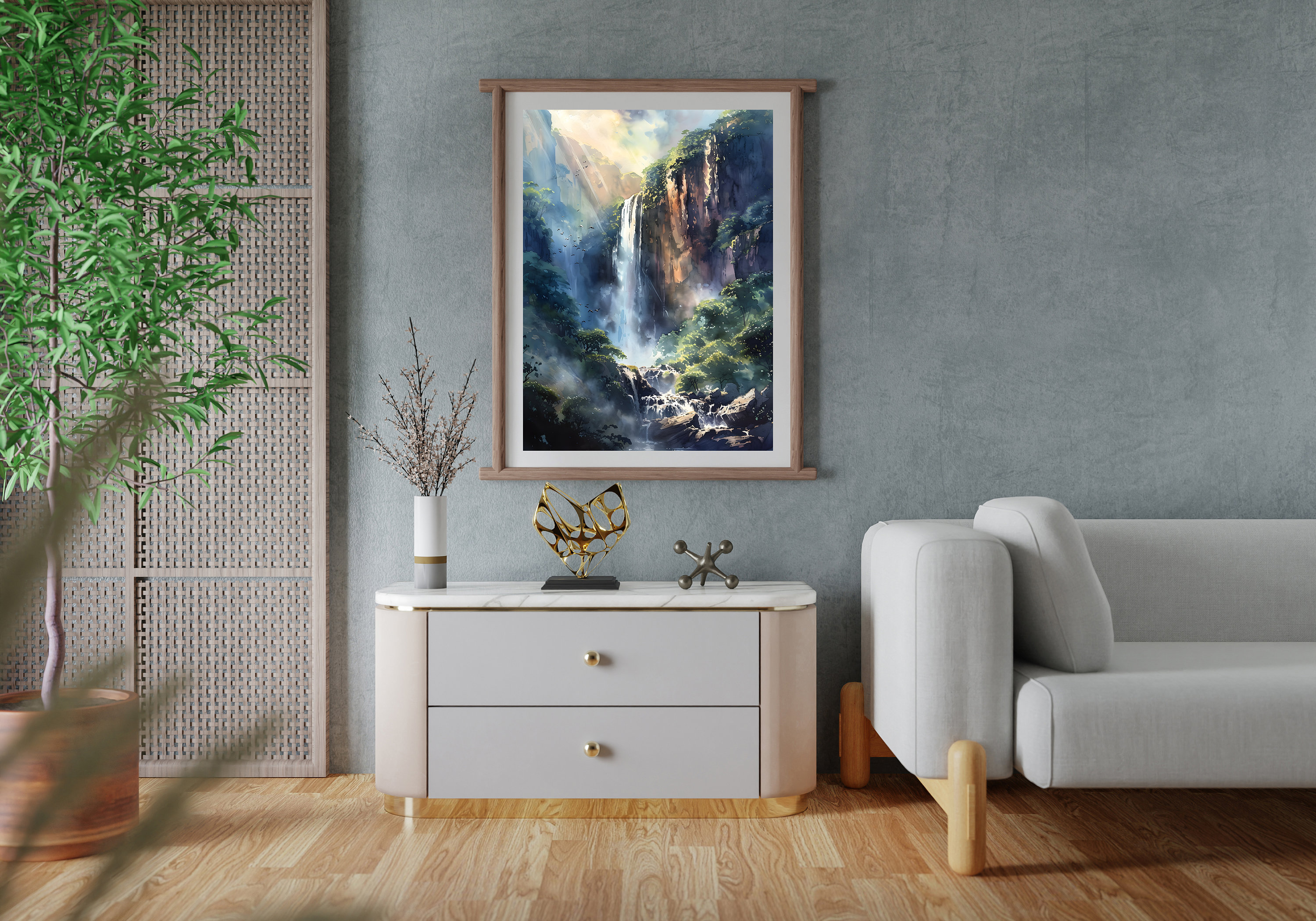 Angel Falls Waterfall Venezuela Watercolor Painting, Venezuela Travel ...