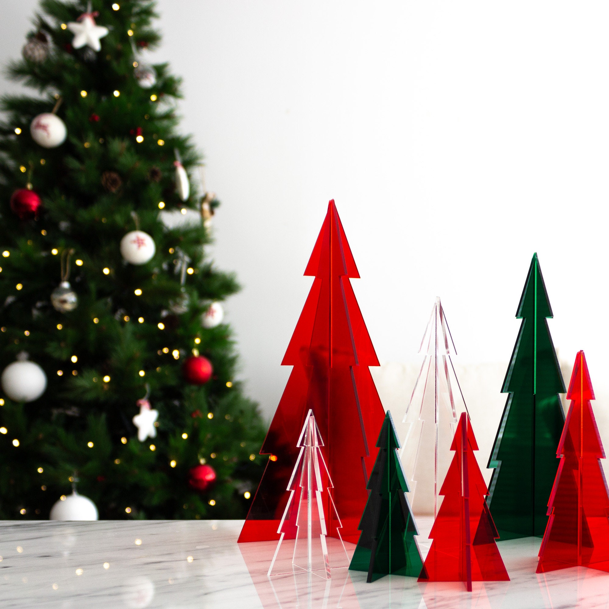 Christmas Tree Set 3D Minimalist Christmas Tree for Mantel Table Top ...