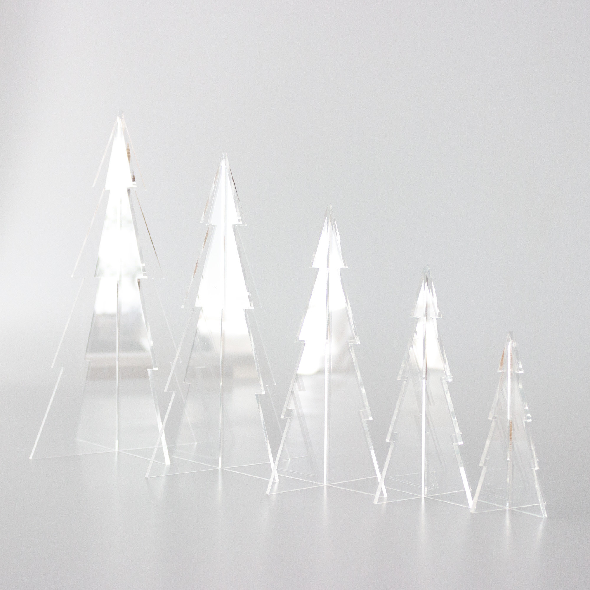 Minimalist Clear Acrylic Christmas Tree - Set of 5 Green Table Top ...