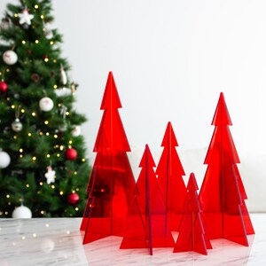Minimalist Clear Acrylic Christmas Tree - Set of 5 Green Table Top ...