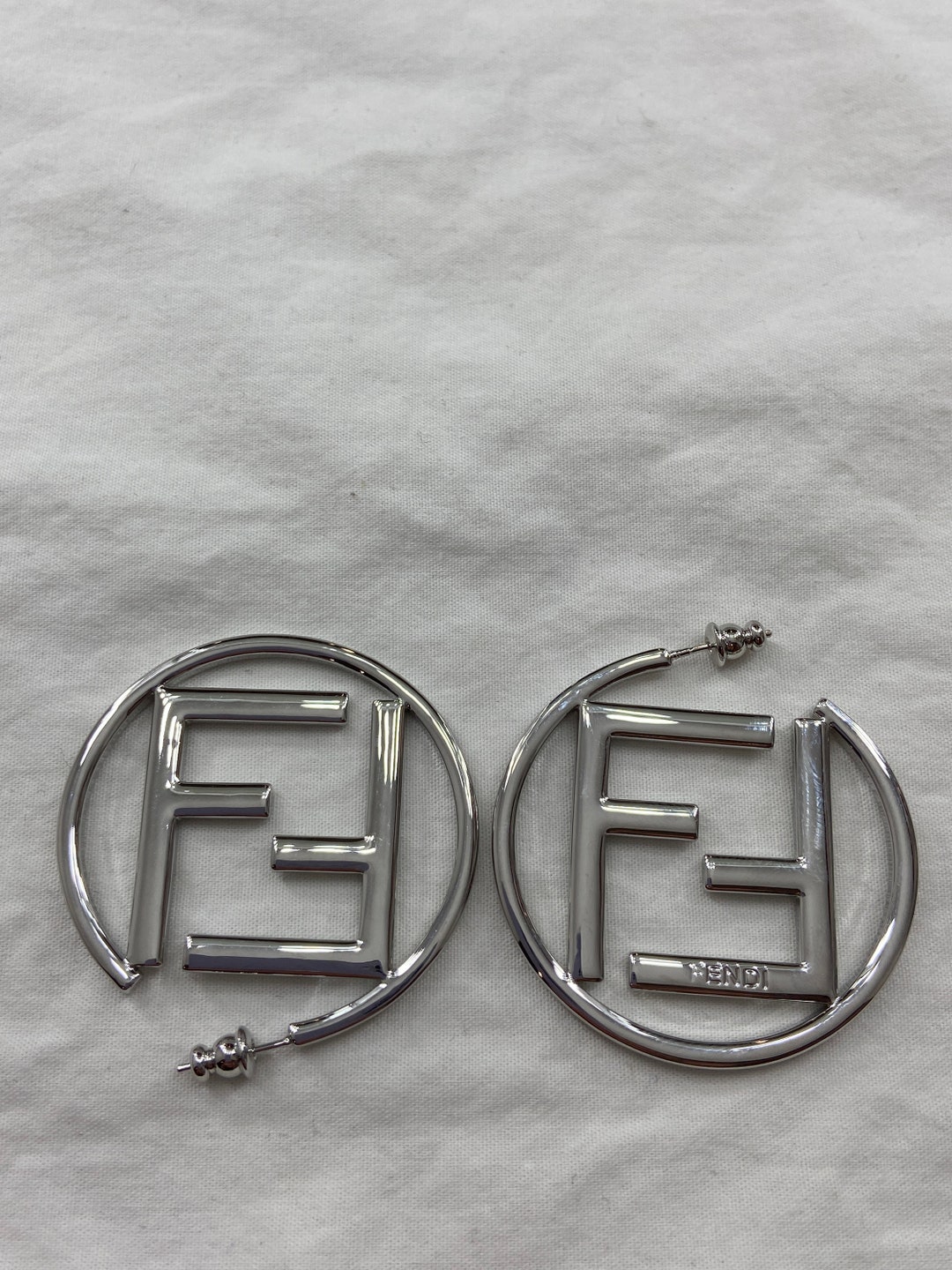 Vintage Fendi Silver Hoop Earrings With Giftbag - Etsy UK