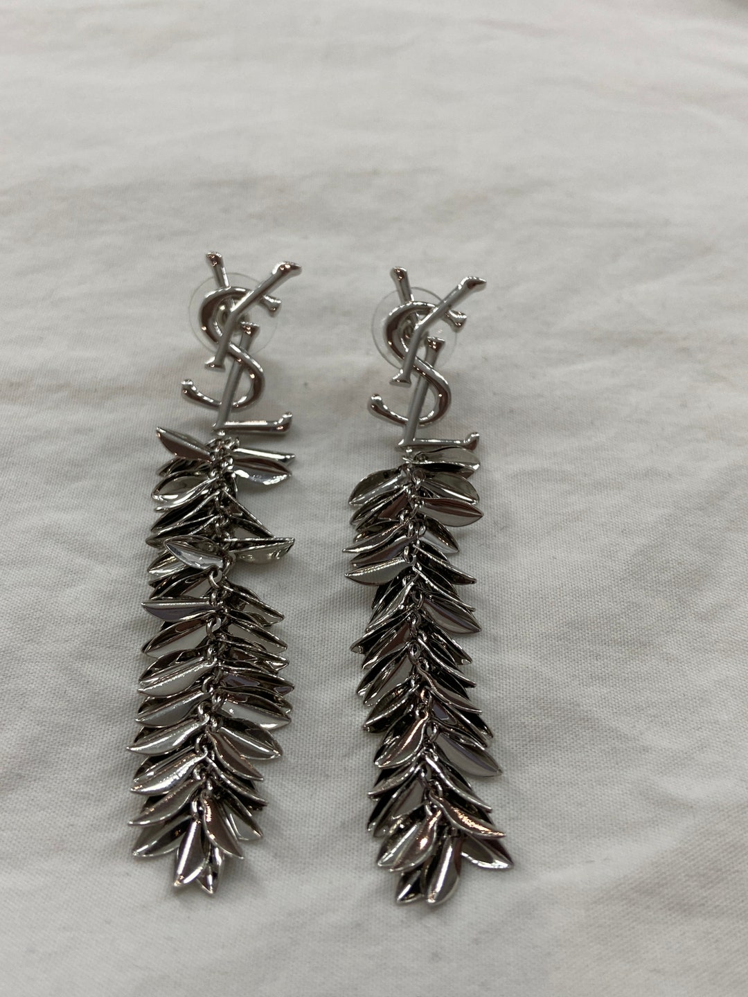 Vintage YSL Silver Dangle Earrings - Etsy