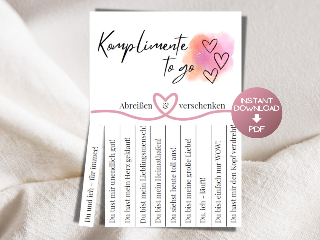 Compliments to Go to Tear off and Take Away, Valentine's Day, Love ...