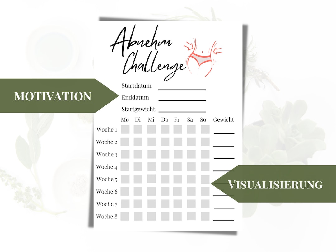WEIGHT LOSS CHALLENGE Motivation Calendar & Visualization Help for ...