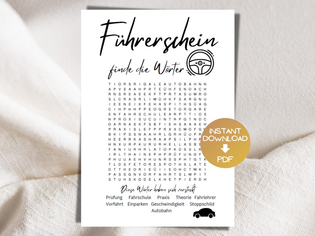 Print Template Driving Test Word Search Driving License Gift Small Gift ...