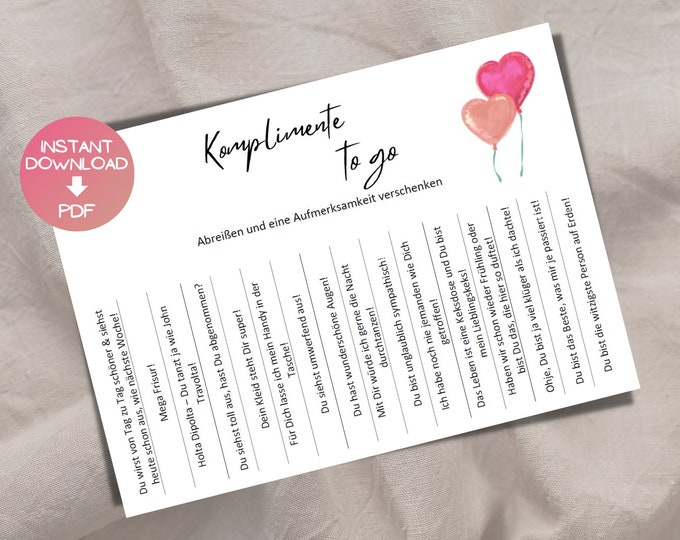 Komplimente to go Vorlage A4 Download Druck Kindergarten Kita Krippe ...