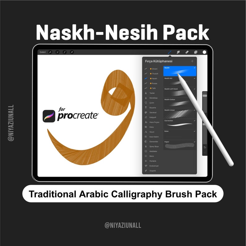 Traditionalhand Islamic Calligraphy Naskh Pack Brush for Procreate - Etsy