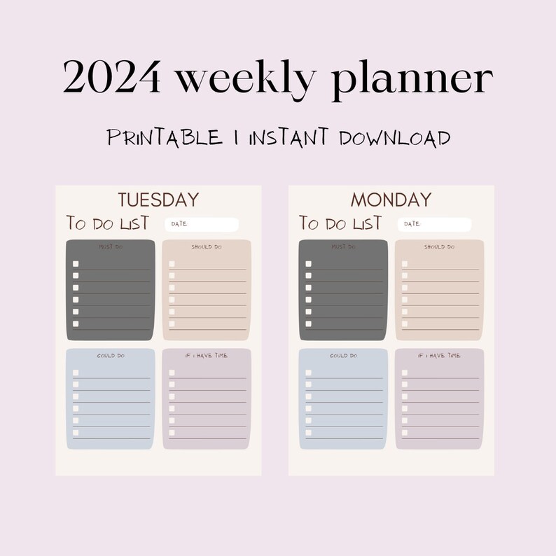 2024 Weekly Planner Printable, Minimalist Weekly Schedule, Week at a ...