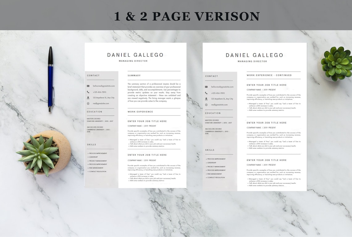 Minimalist Resume Template, Professional Modern Resume Template, CV ...
