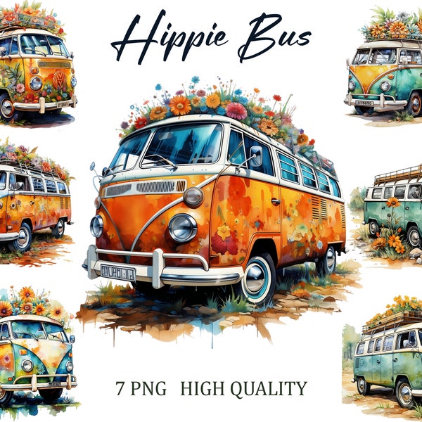 Hippie Van Clipart - Etsy