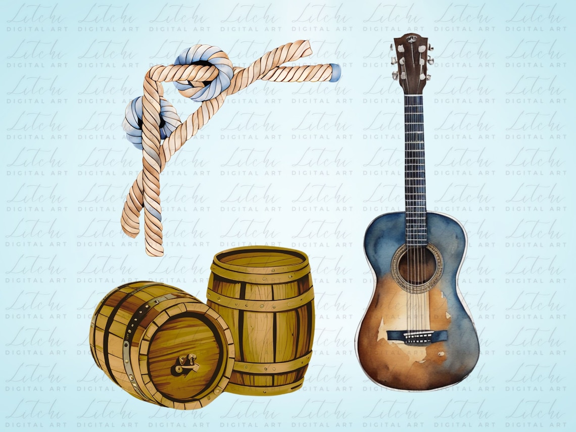 Blue Cowboy Clip Art Bundle, Watercolor, Pastel Blue Cowboy Boots ...