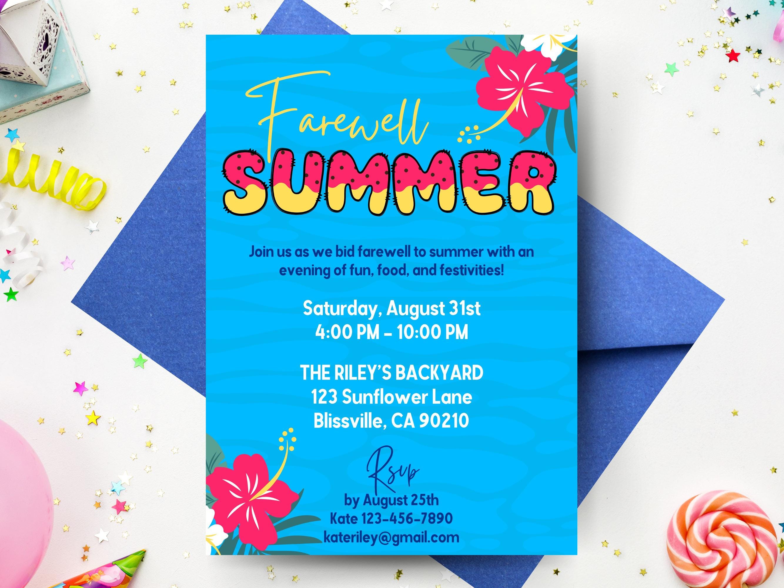 End of Summer Party Invitation Farewell Summer Editable Printable Canva ...