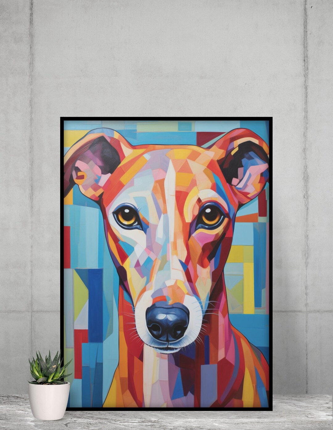 Whippet Poster, Abstract Dog Print, Personalized Dog Portrait, Modern ...