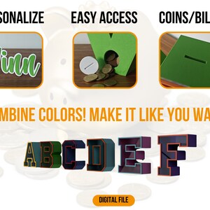 3d-printable Alphabet Piggy Banks: DIY, Symbols, Free Covers, Acrylic ...