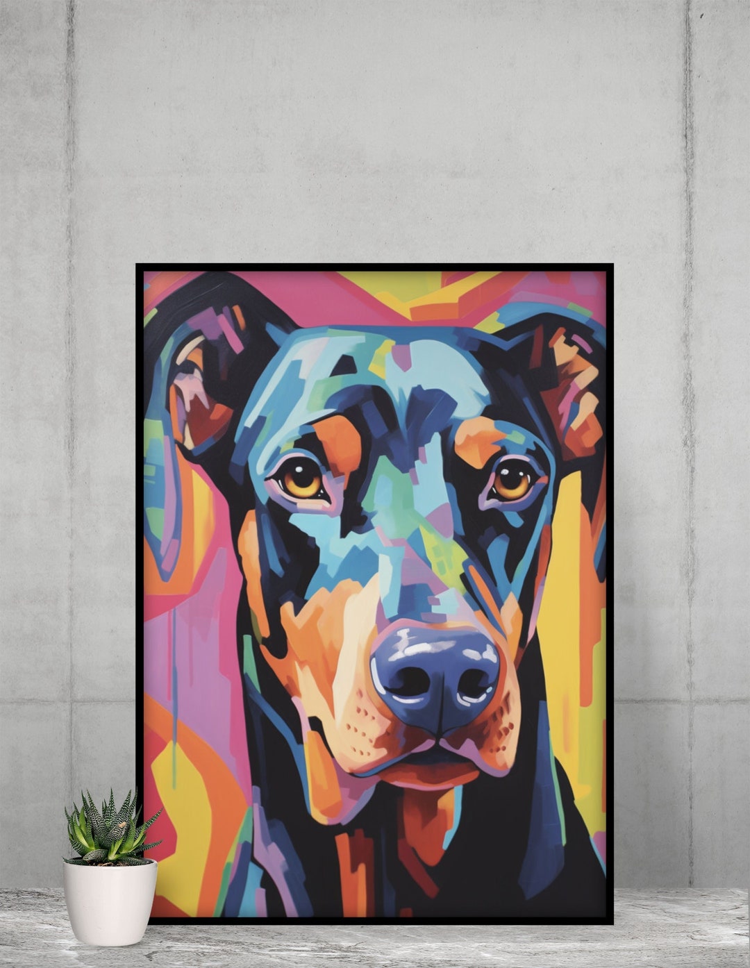 Doberman Poster Abstract Dog Print Personalized Dog - Etsy