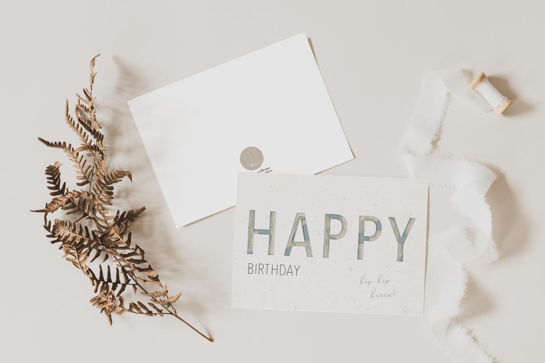 Happy Birthday Postcard – Modern Minimalist Design Elegant Chromo ...