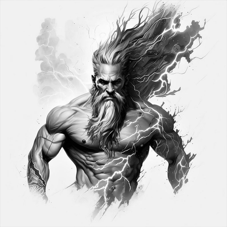 Zeus Tattoo Design White Background PNG File Download High Resolution - Etsy
