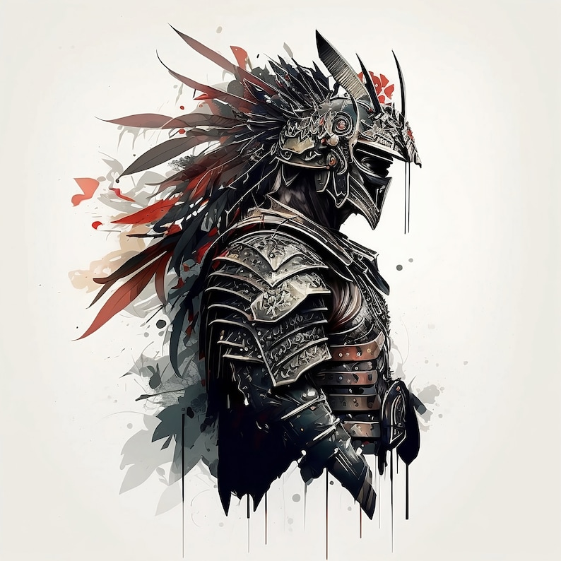 Samurai Tattoo Design White Background PNG File Download High ...