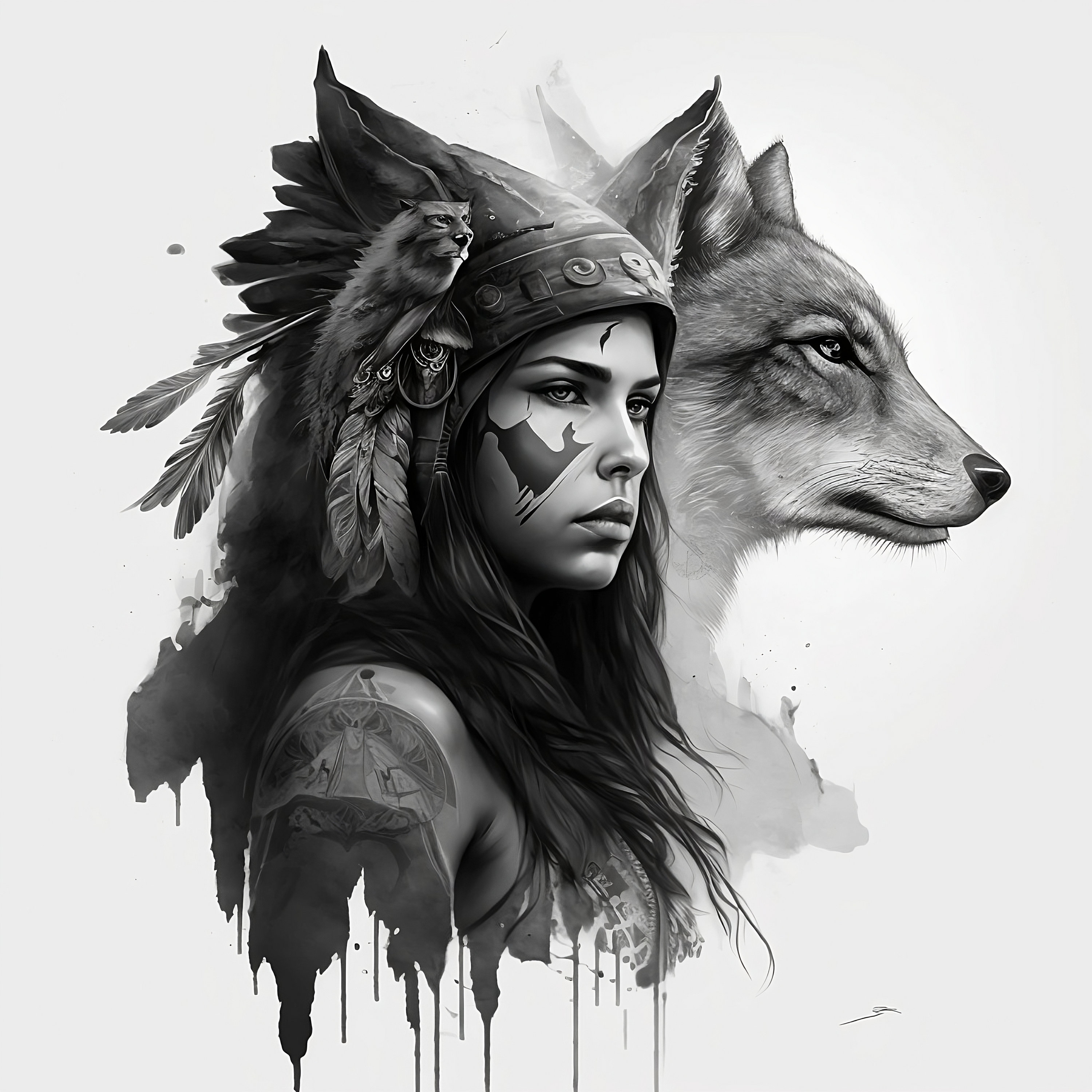 Native American Wolf Girl Tattoos