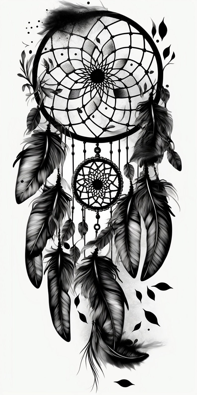 Dreamcatcher Tattoo Design White Background PNG File Download High ...