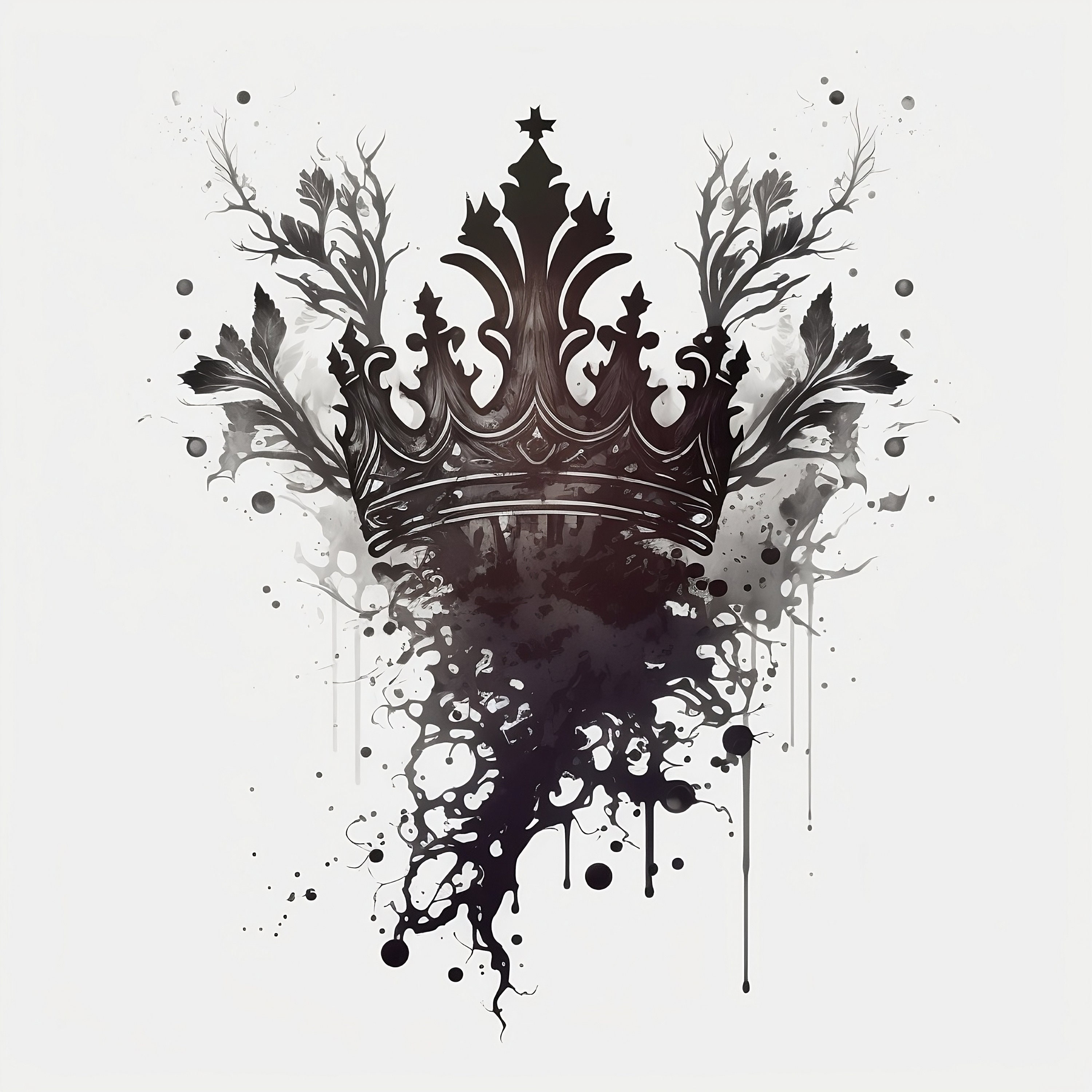 Crown Tattoo Design White Background PNG File Download High Resolution ...