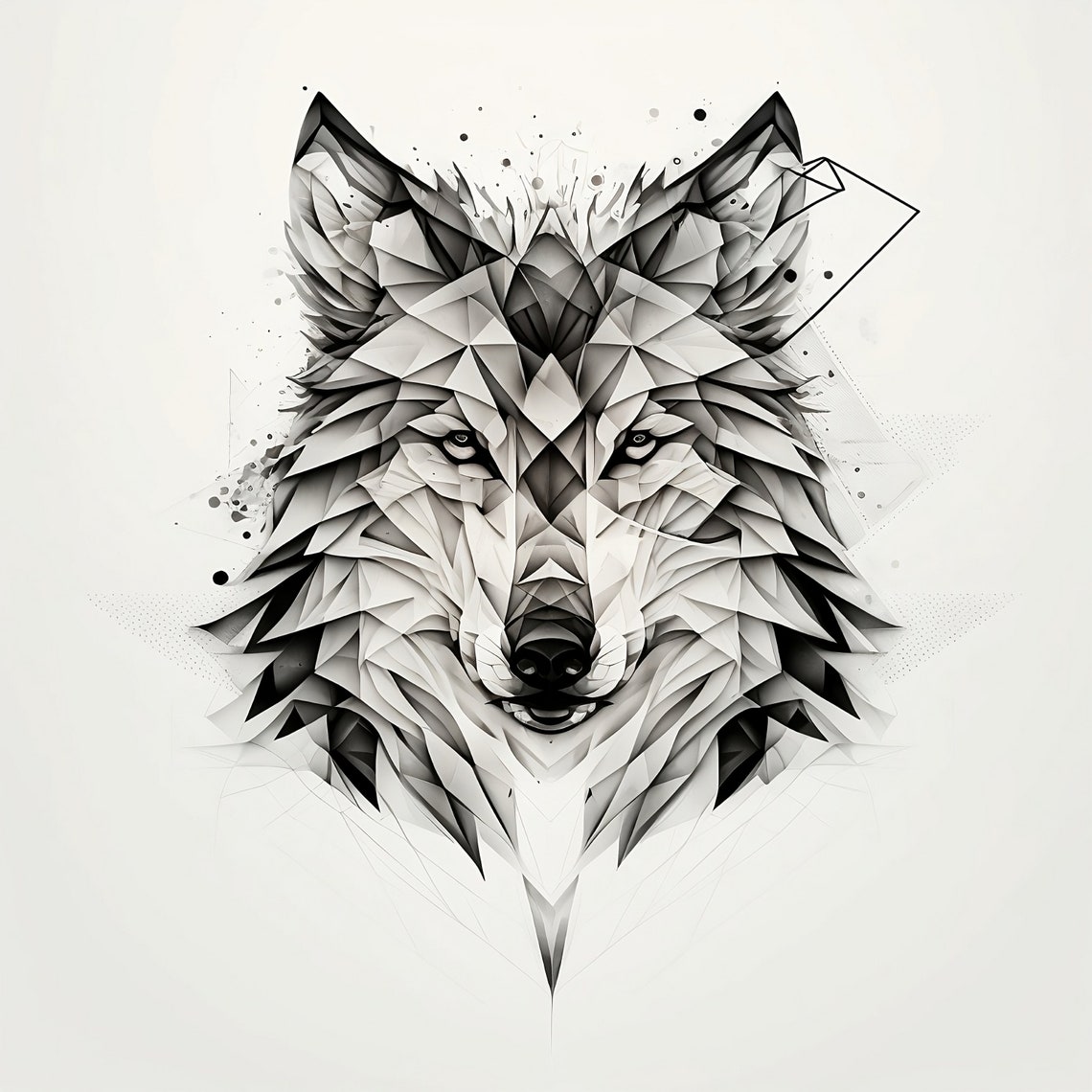 Geometric Wolf Tattoo Design White Background PNG File Download High ...