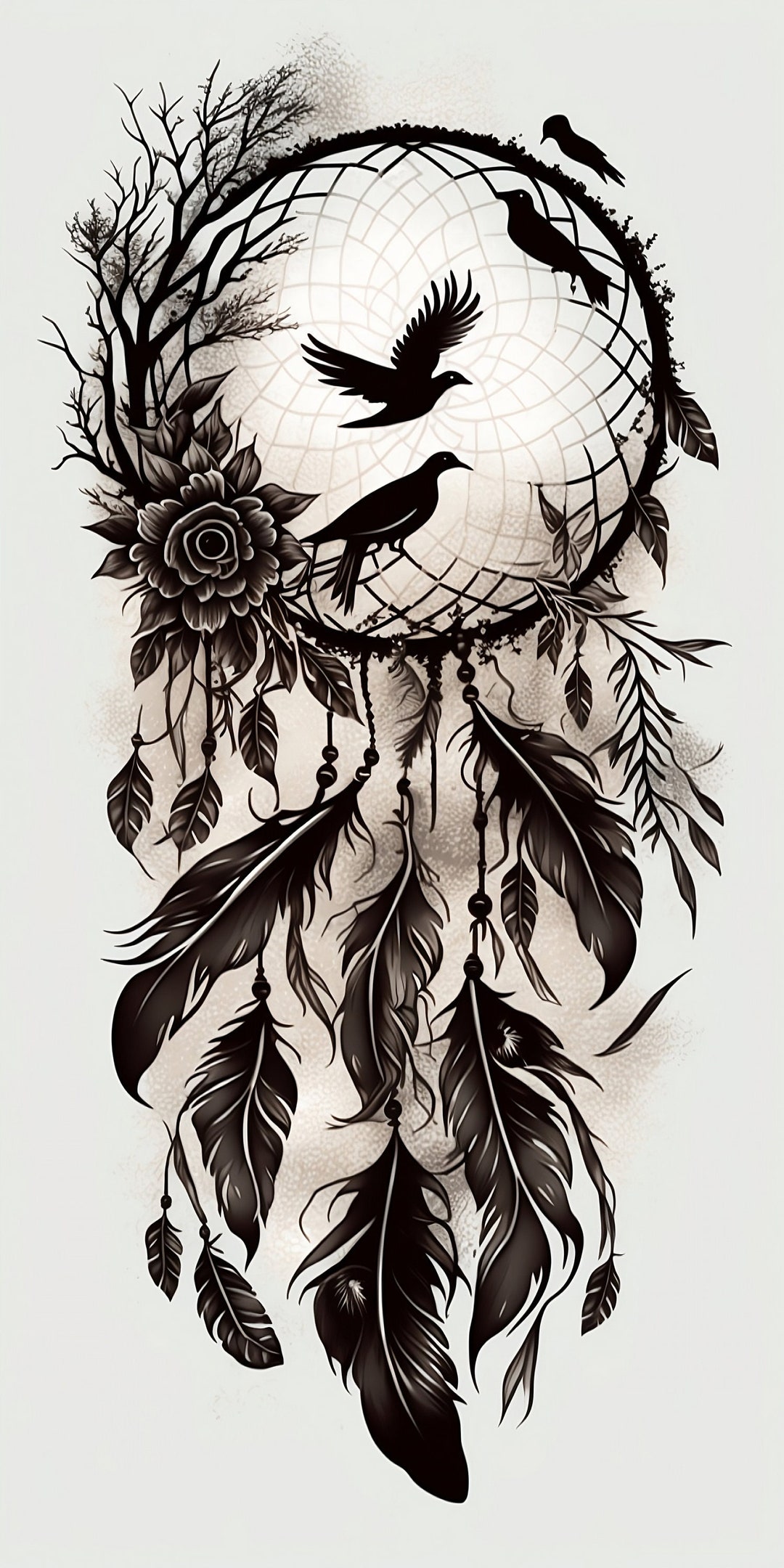 Dreamcatcher Tattoo Design White Background PNG File Download High ...