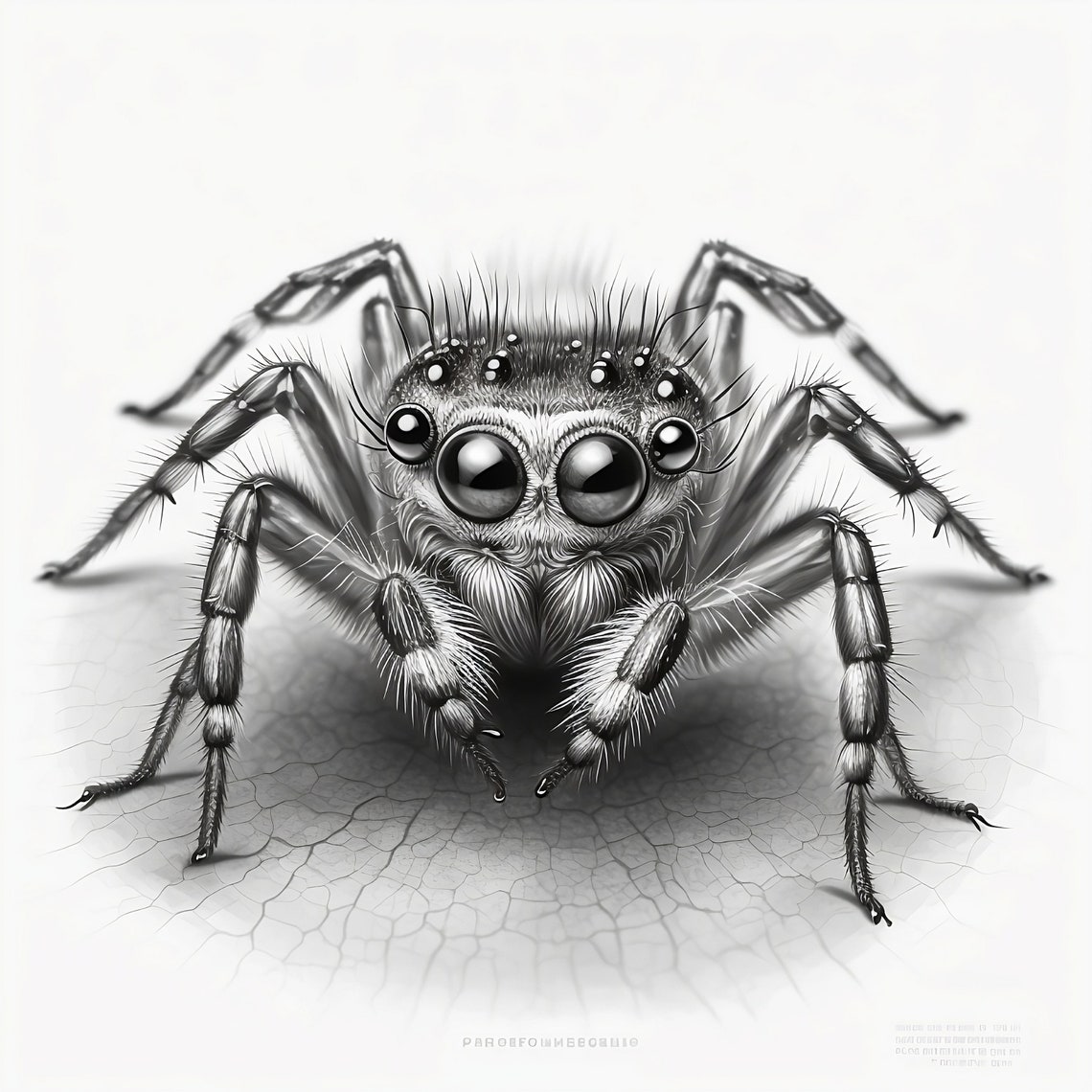 Cute Jumping Spider Tattoo Design White Background PNG File Download ...