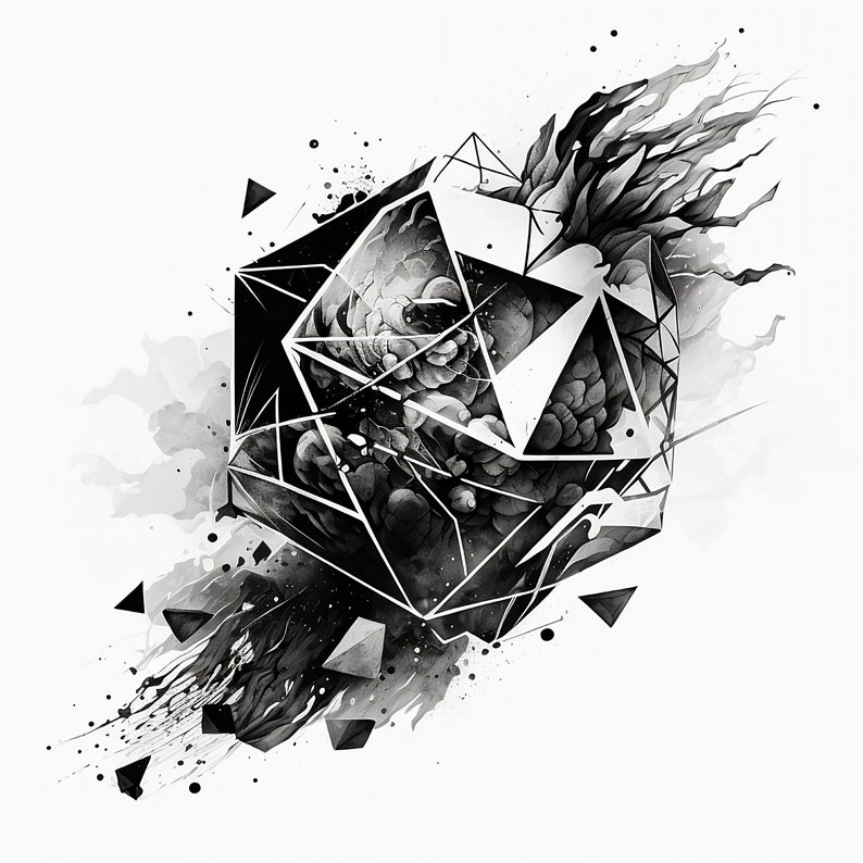 Geometric Tattoo Design White Background PNG File Download High ...