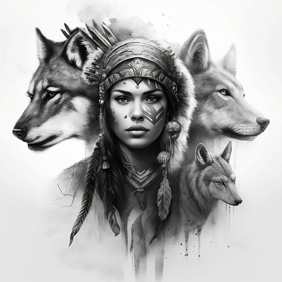 Indian Tribal Wolf Tattoo Wolf Native American Tribal Tattoo" Tapestry