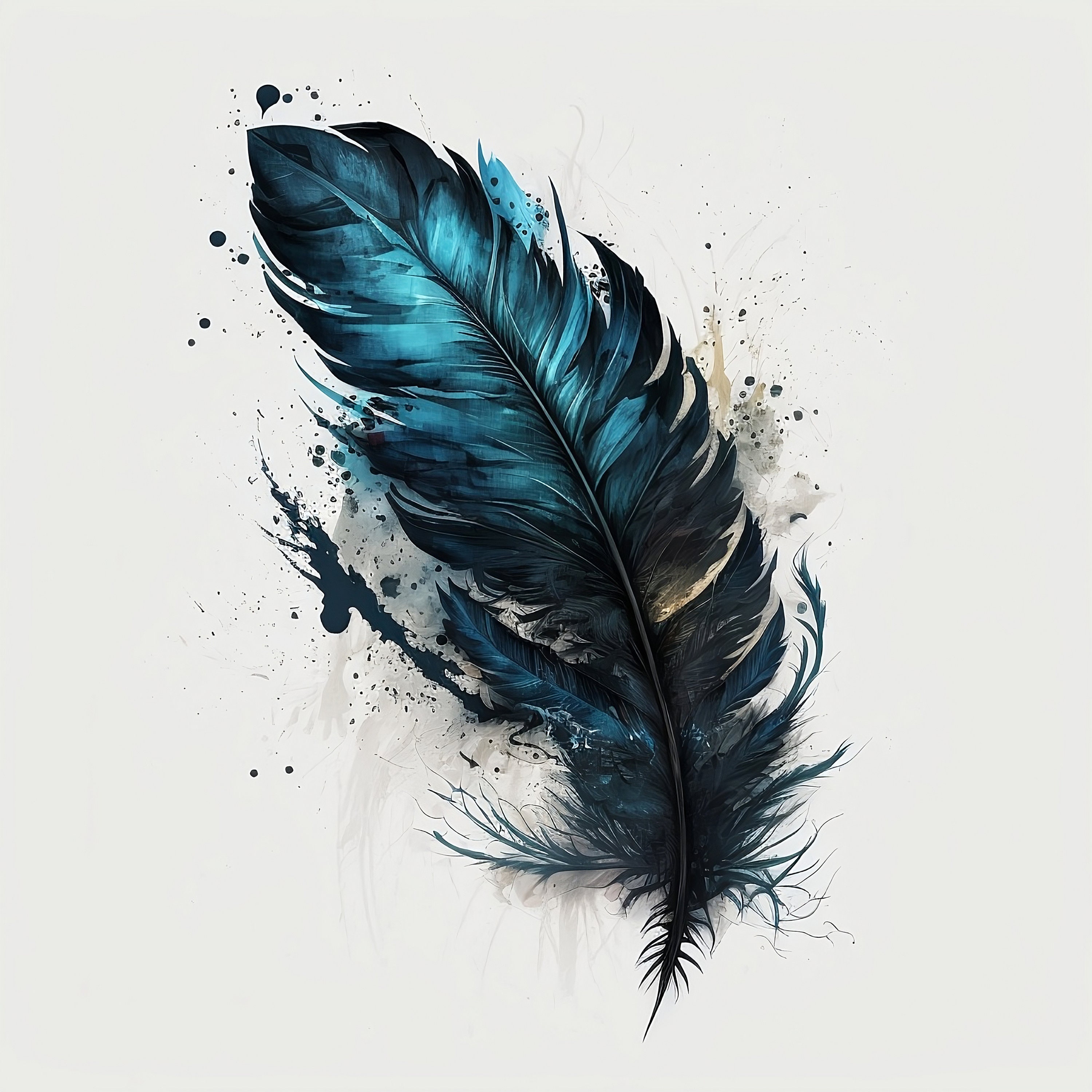 Feather Tattoo Design White Background PNG File Download High ...