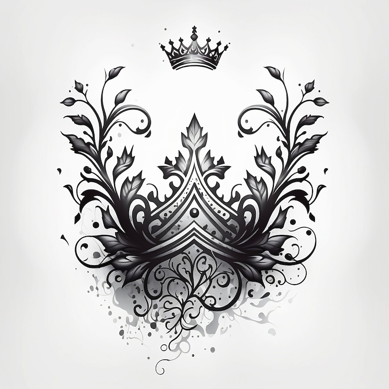 Crown Tattoo Design White Background PNG File Download High Resolution ...
