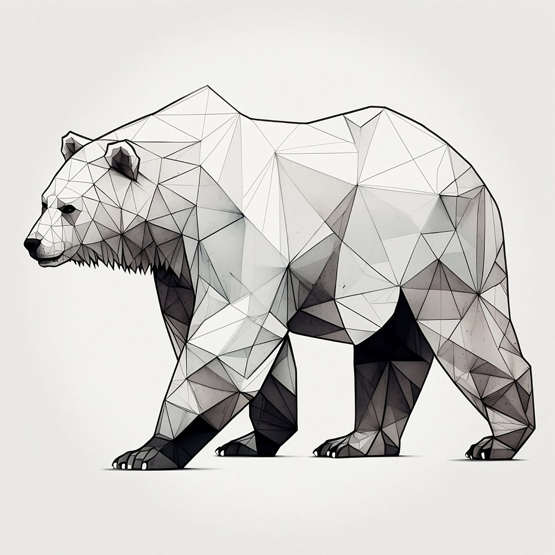 Geometric Bear Tattoo Design White Background PNG File Download High ...