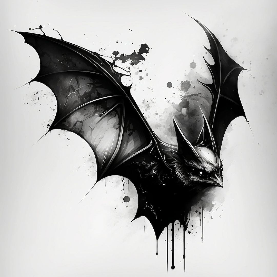 Bat Tattoo Design White Background PNG File Download High Resolution - Etsy