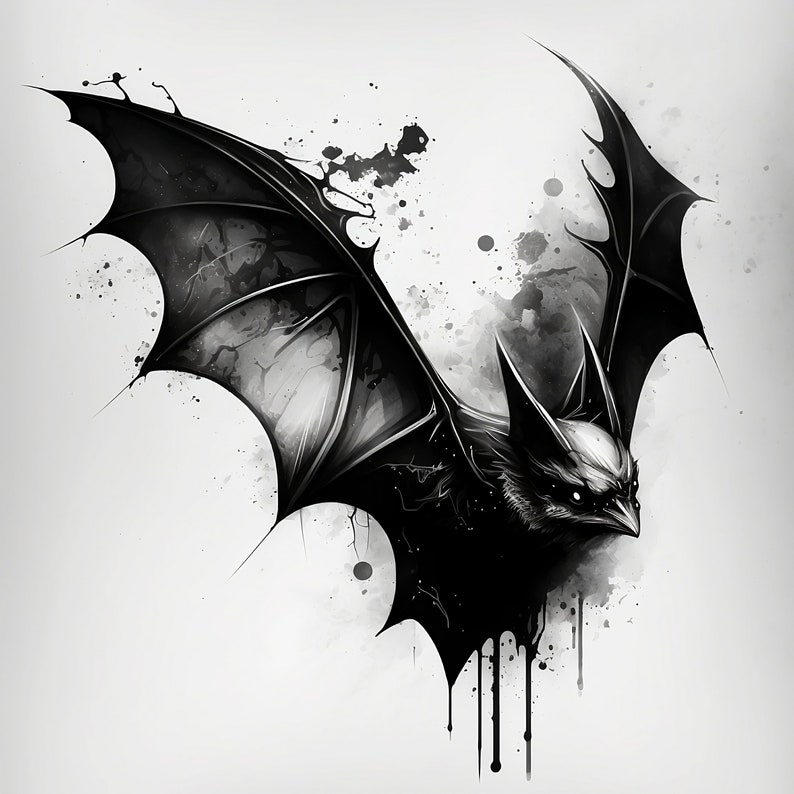 Bat Tattoo Design White Background PNG File Download High Resolution - Etsy