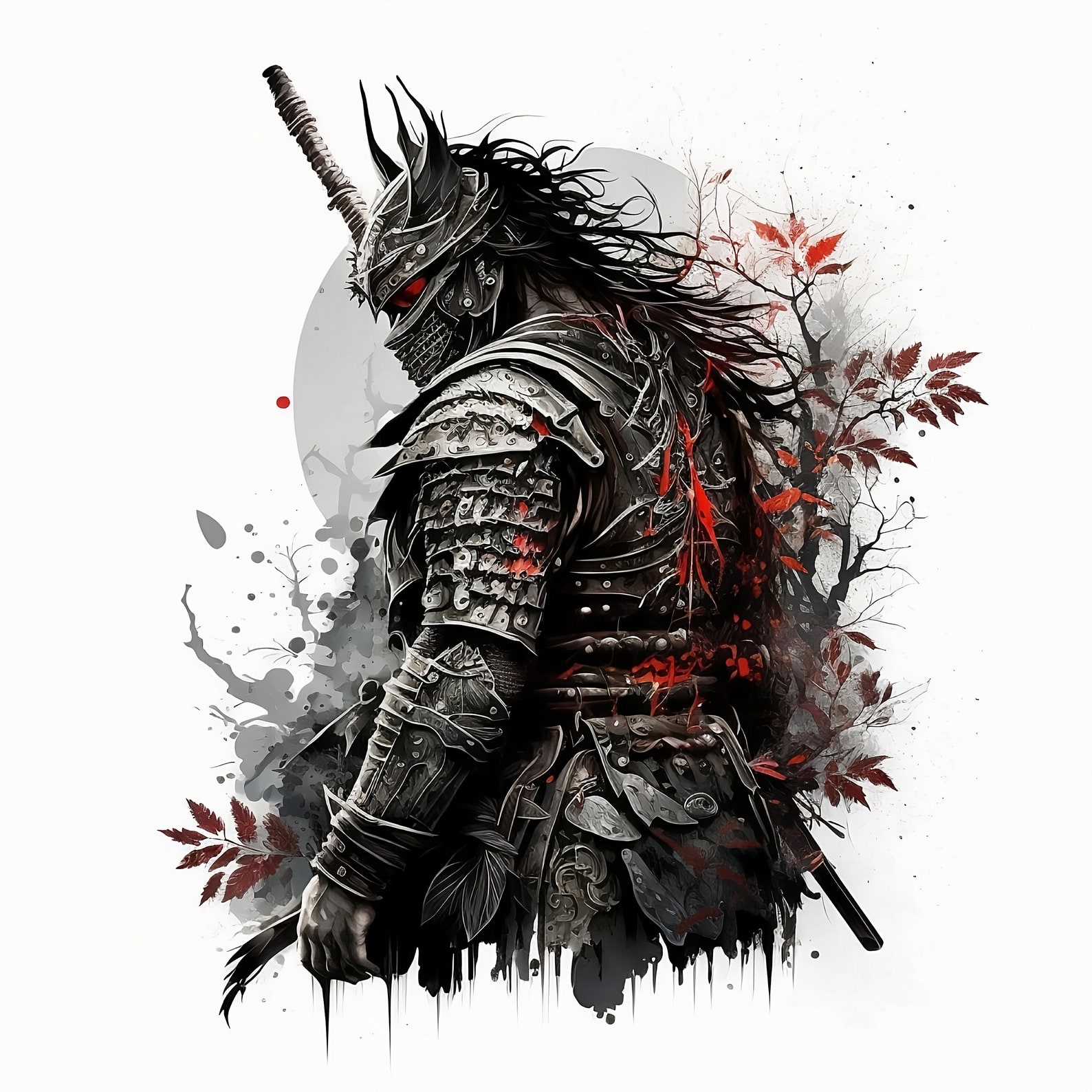 Samurai Tattoo Design White Background PNG File Download High ...